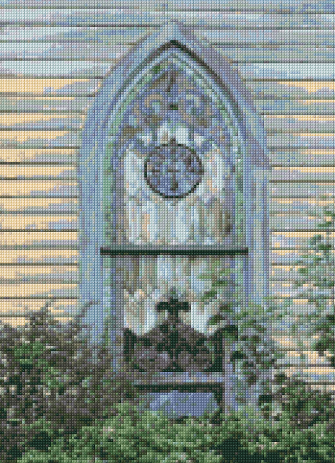 Old Gothic Church Window Cross Stitch Pattern PDF - EASY Chart With One ...