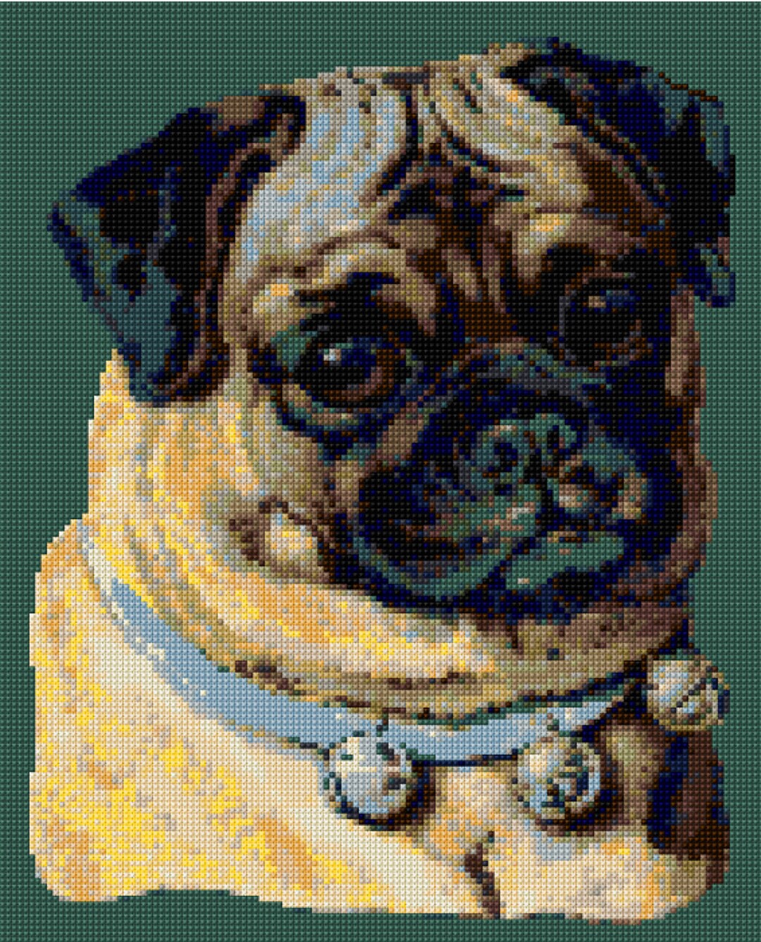 Victorian Pug Cross Stitch Pattern PDF - EASY Chart With One Color per ...