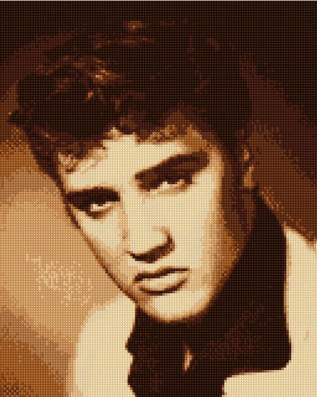 Elvis Portrait Cross Stitch Pattern PDF - EASY Chart With One Color per ...