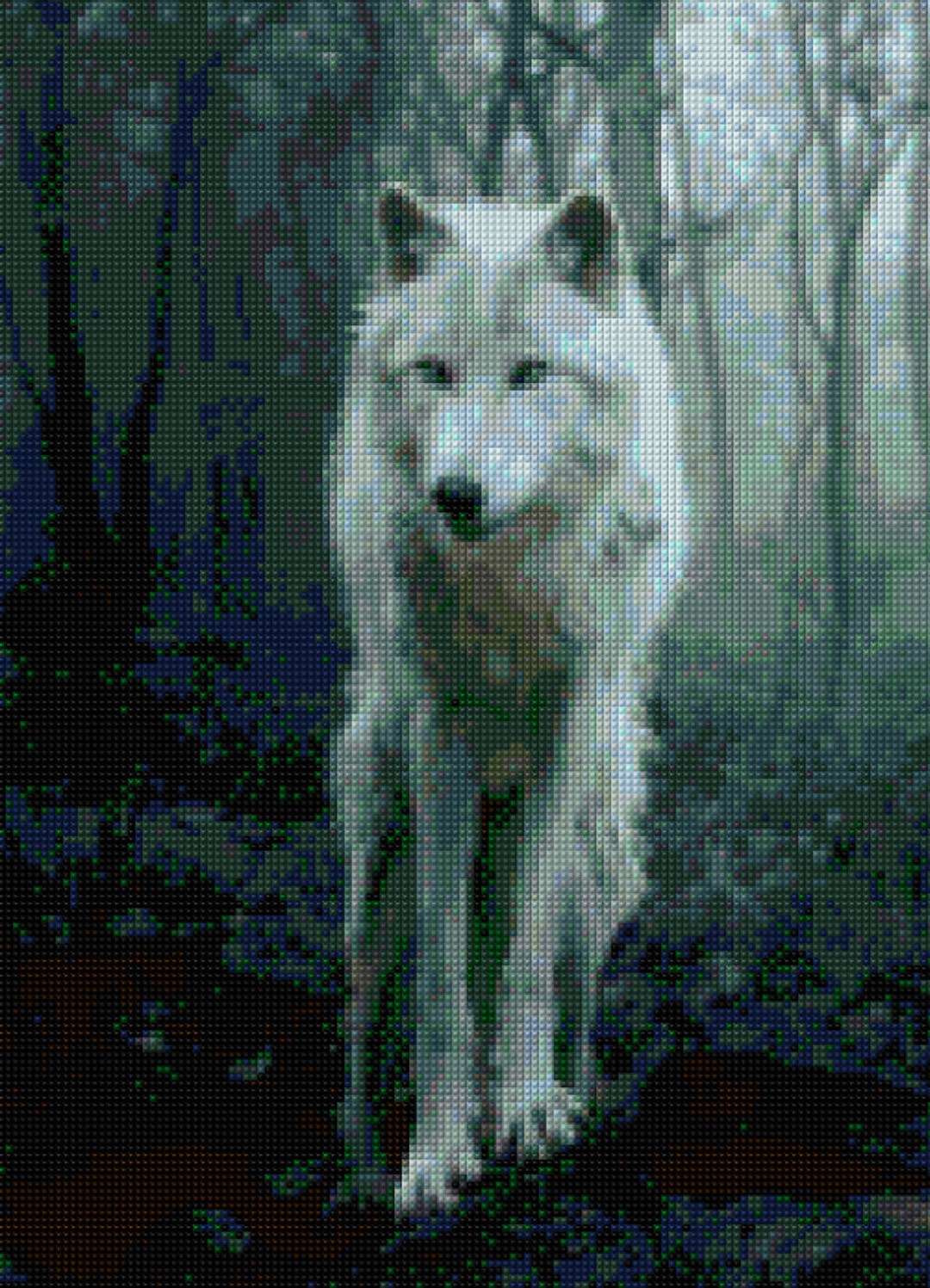 White Wolf Cross Stitch Pattern PDF - EASY Chart With One Color per ...
