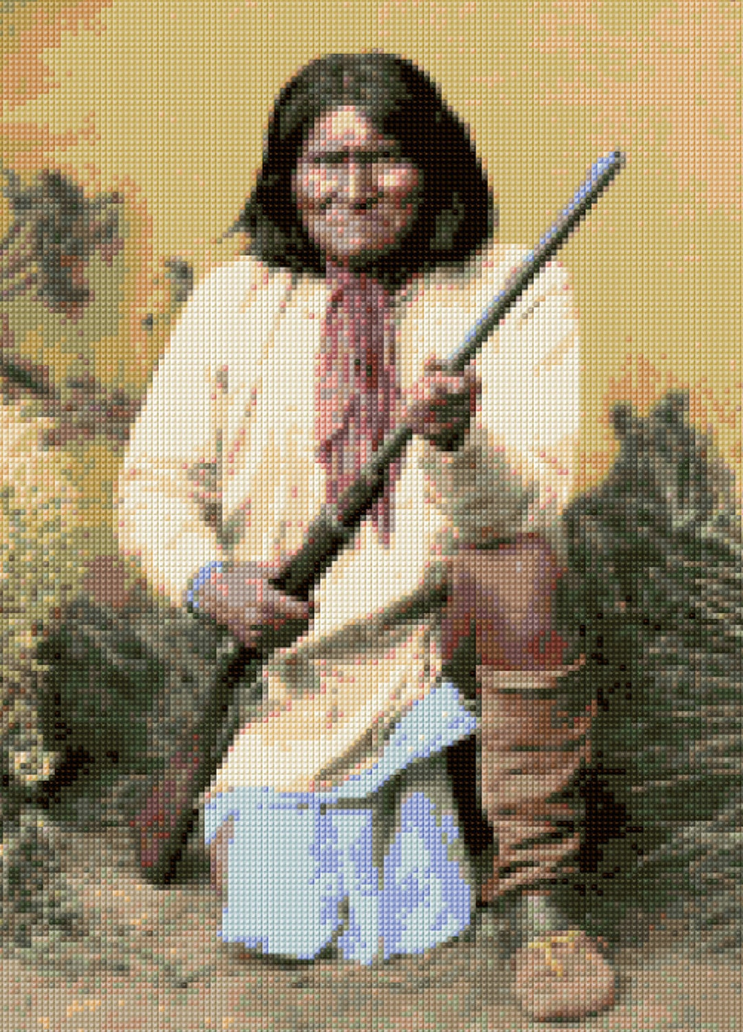 Geronimo Hand Tinted Cross Stitch Portrait PDF - EASY Chart With One ...