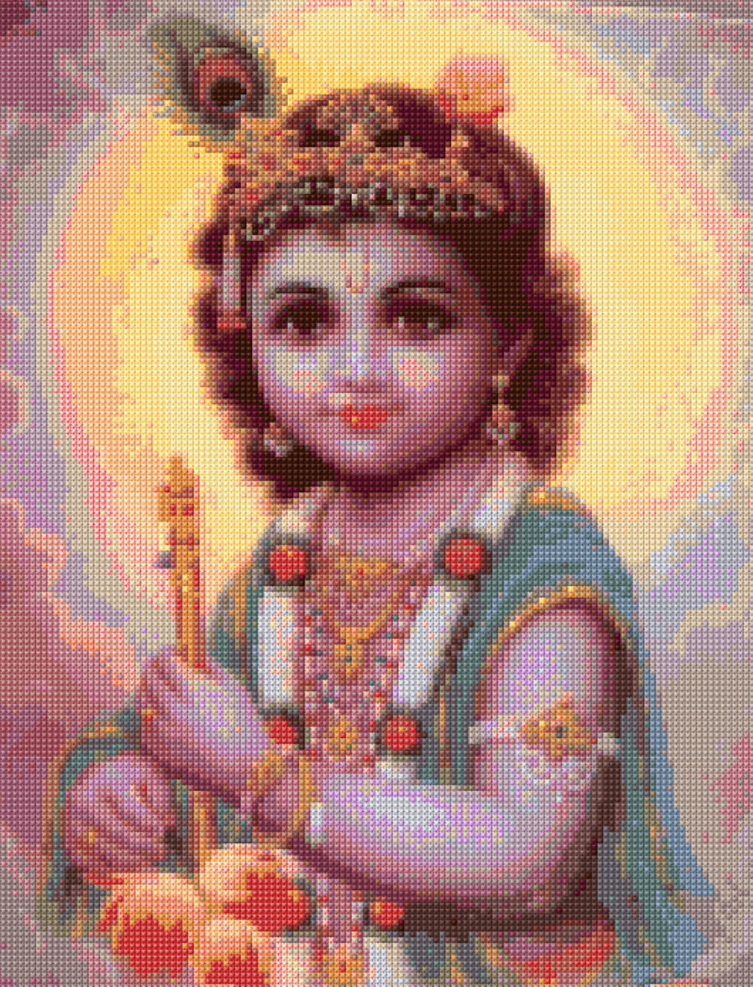 Krishna Portrait Hindu Cross Stitch Pattern PDF- EASY Chart With One ...