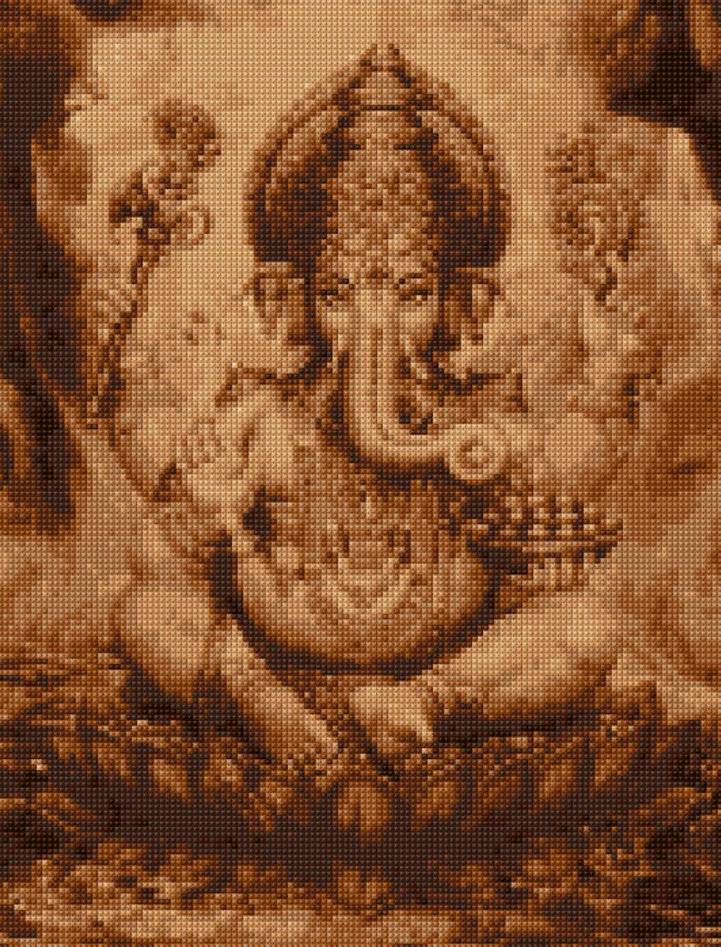 Ganesha Hindu Cross Stitch Pattern PDF- EASY Chart With One Color per ...