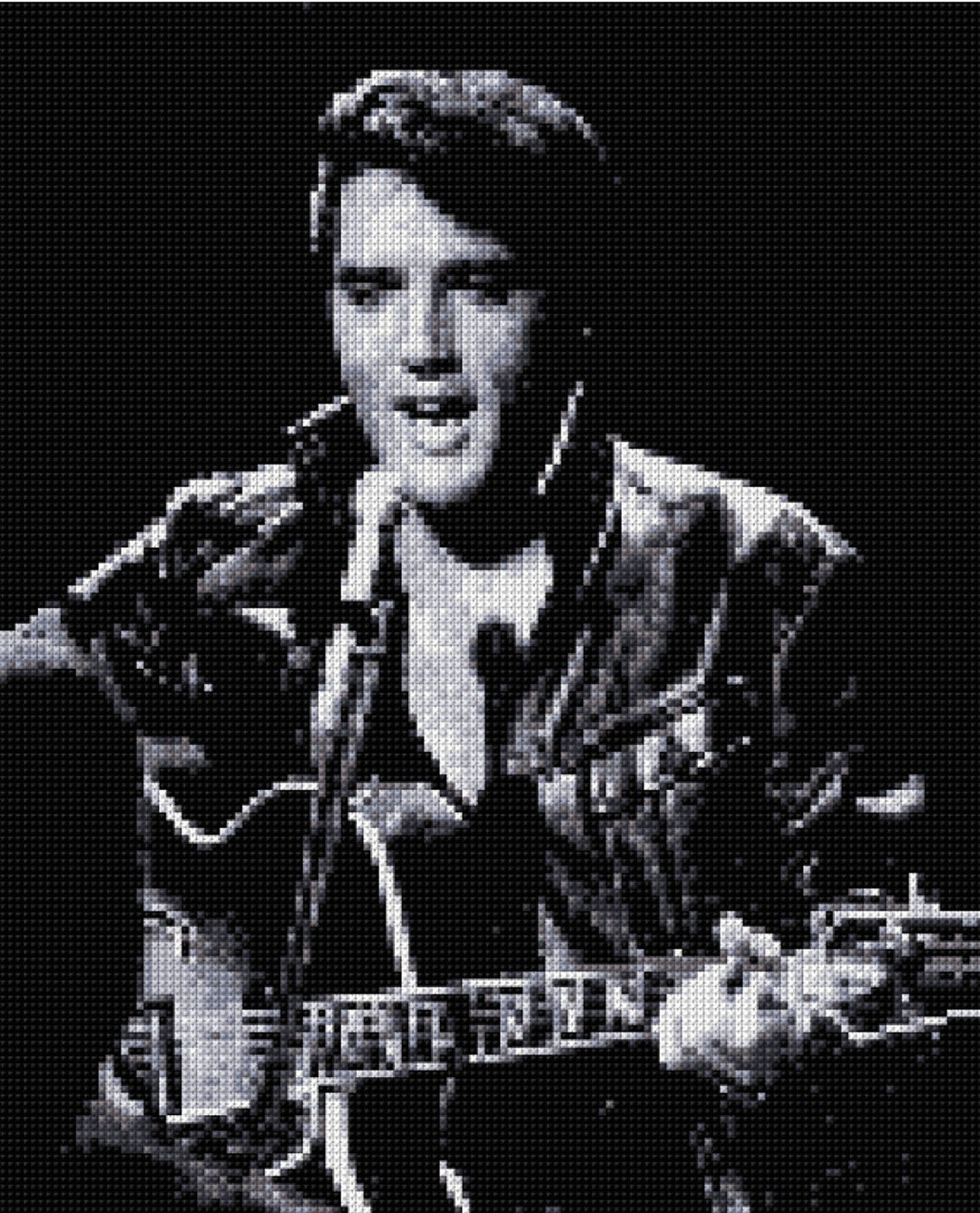 Elvis 1968 Concert Portrait Cross Stitch Pattern PDF - EASY Chart With ...