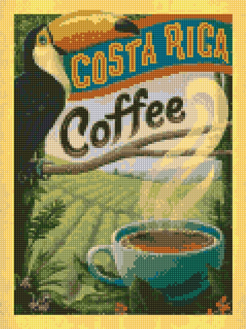 Costa Rica Coffee Travel Poster Cross Stitch Pattern PDF | Etsy