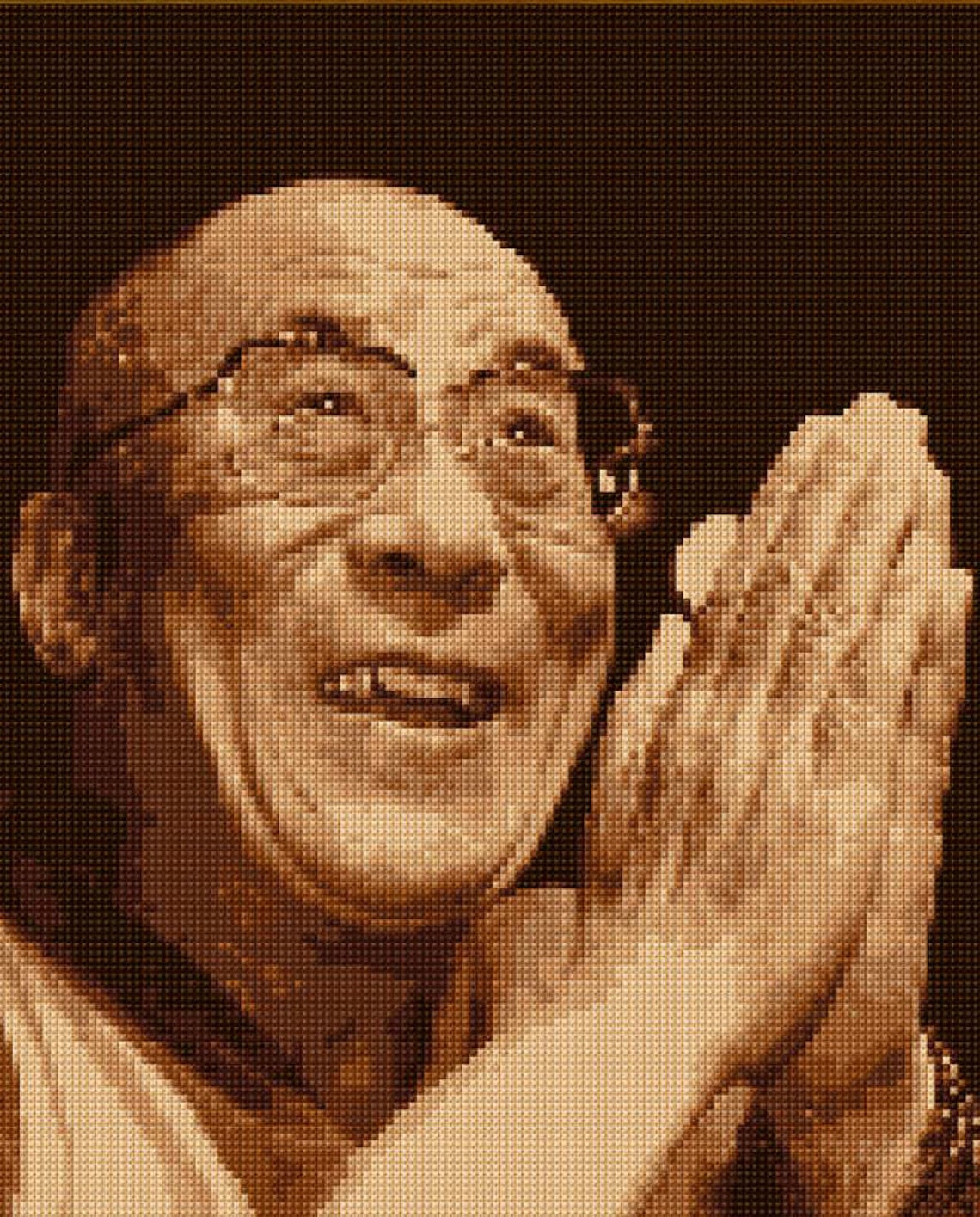 Dalai Lama Cross Stitch Portrait Chart PDF - EASY Chart With One Color ...