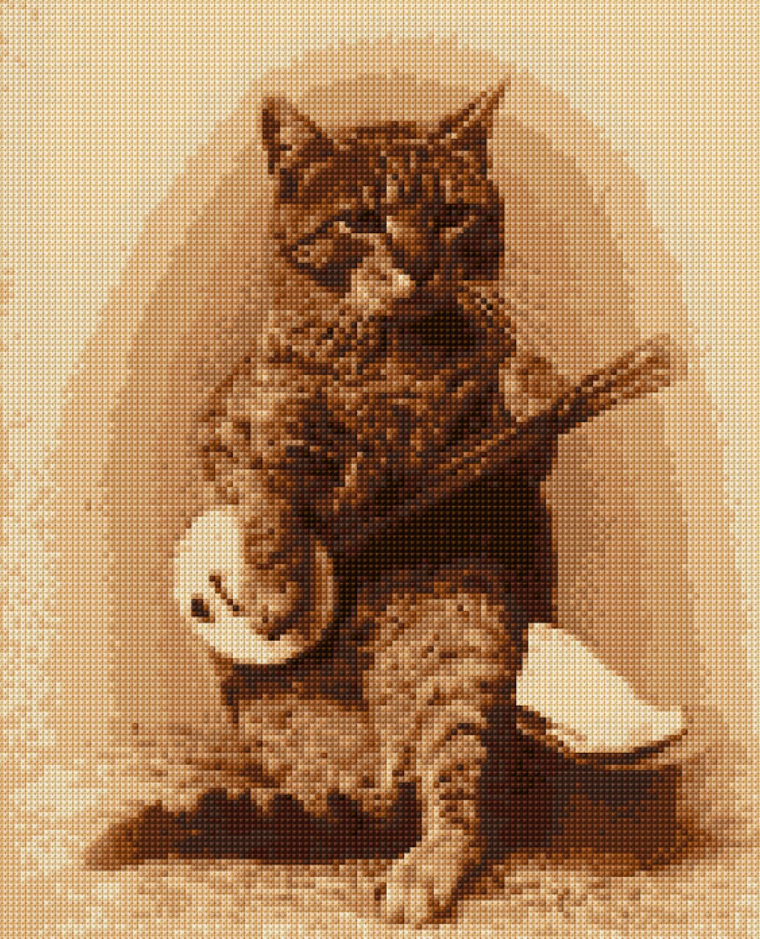 Vintage Banjo Cat Cross Stitch Pattern PDF - EASY Chart With One Color ...