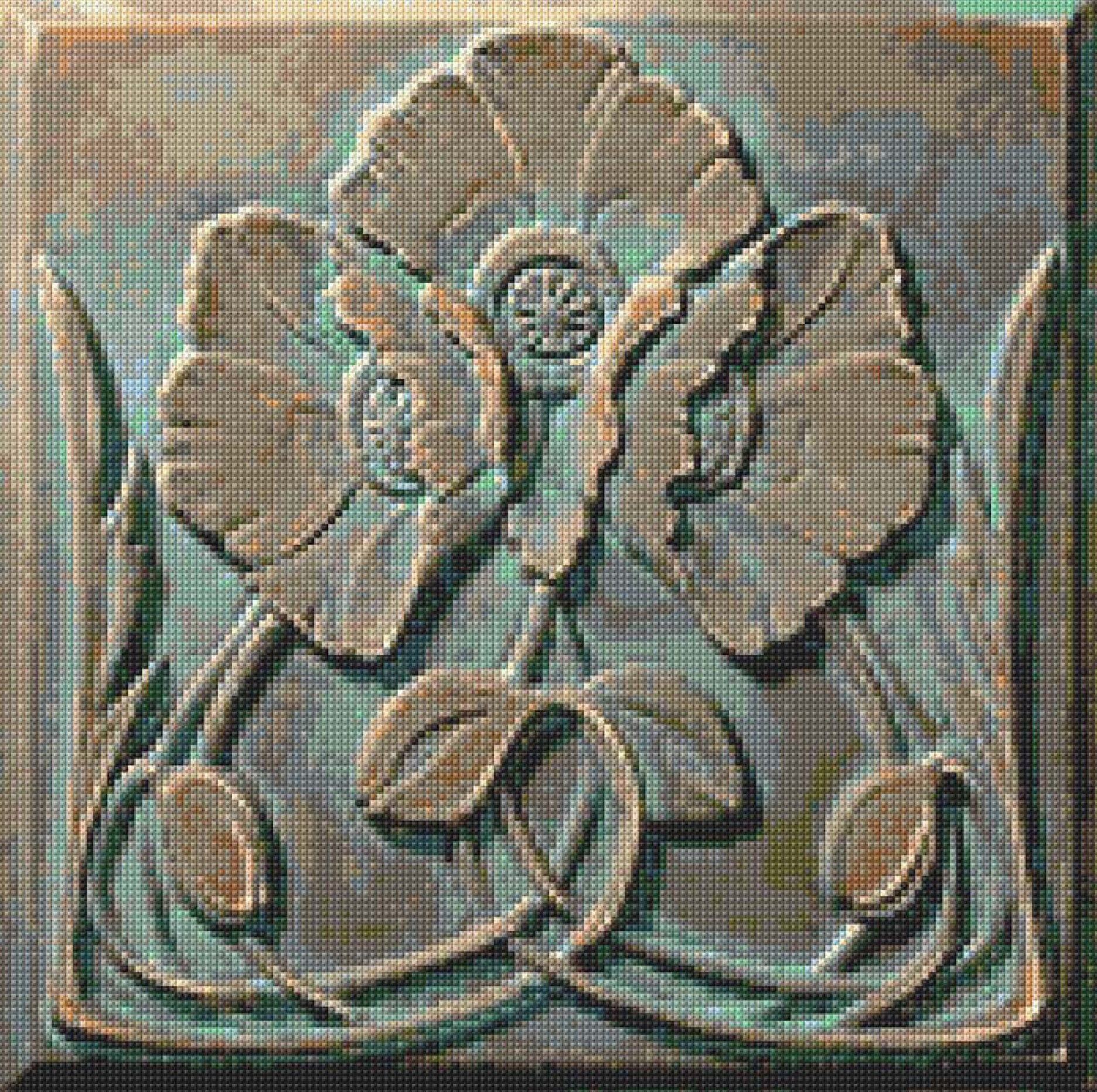 Art Nouveau Poppies Tile Cross Stitch Pattern PDF- EASY Chart With One ...