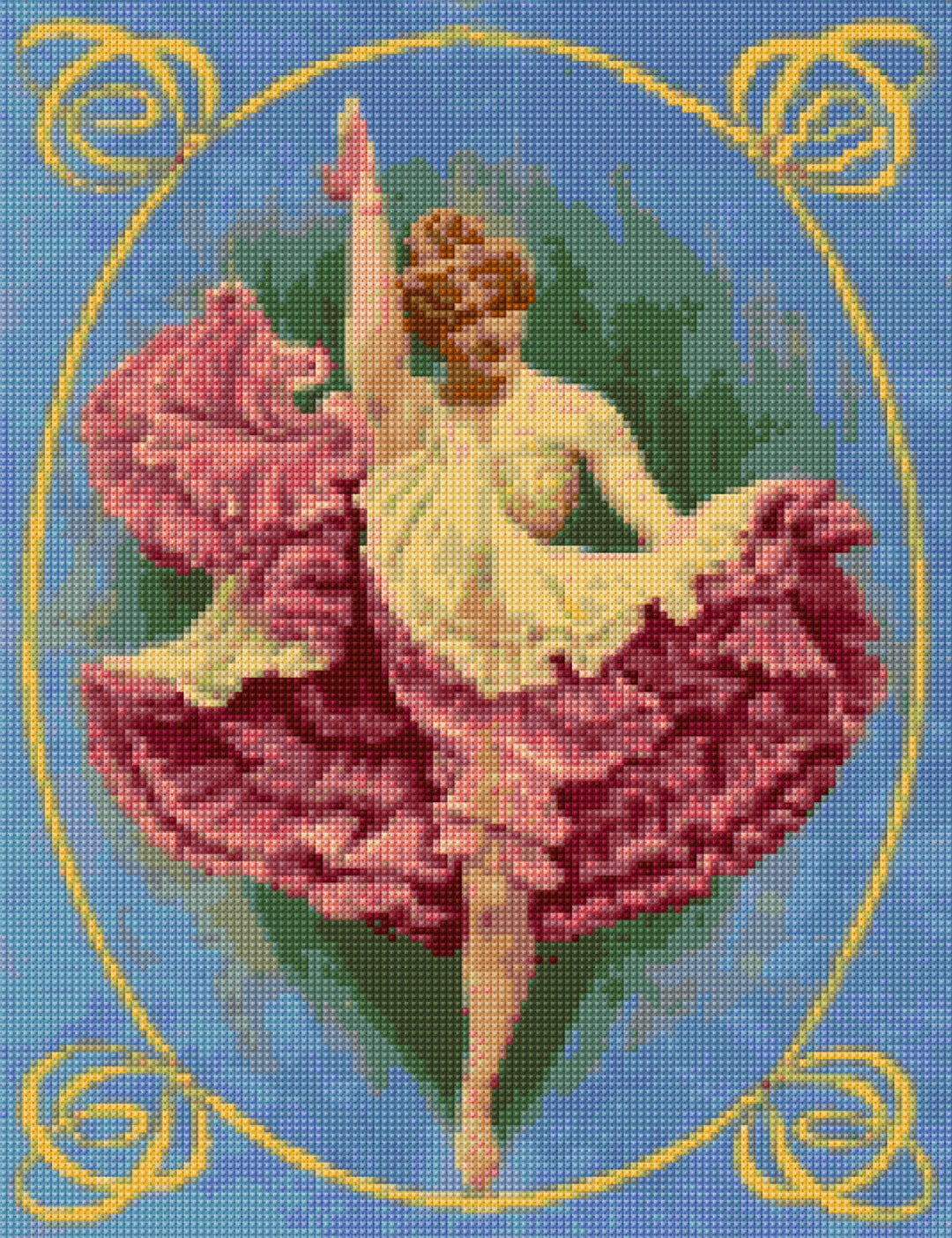 Art Nouveau French Cancan Dancer Pinup Cross Stitch Pattern PDF - EASY ...