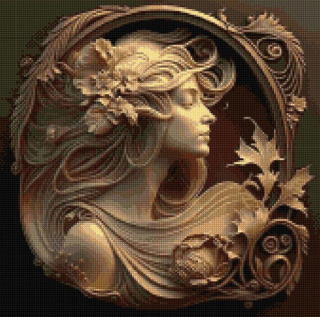 Art Nouveau Cameo Cross Stitch Pattern PDF - EASY Chart With One Color ...