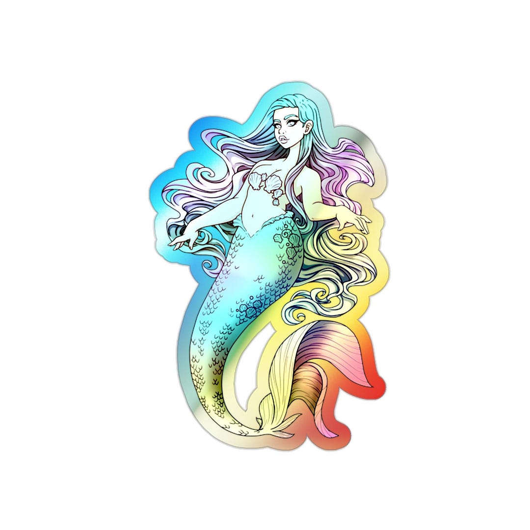 Holographic Mermaid Sticker - Etsy