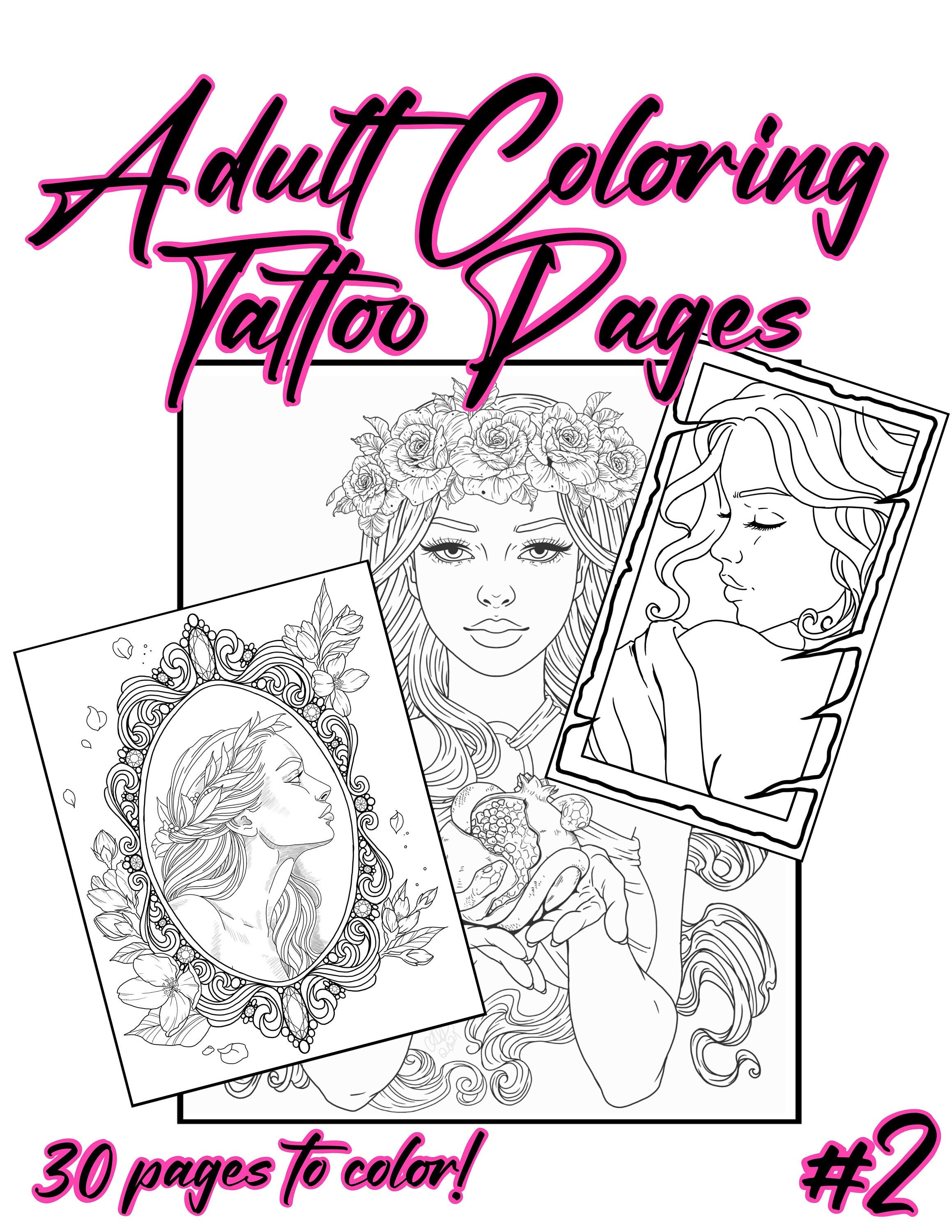 Adult Coloring Book, Tattoo Coloring Pages, Pretty Feminine Coloring ...