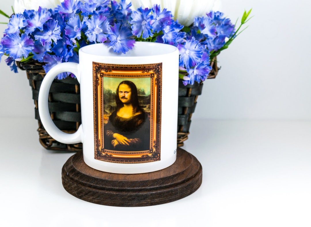 Ron Swanson Mona Lisa Coffee Mug, Funny Meme Gift - Etsy