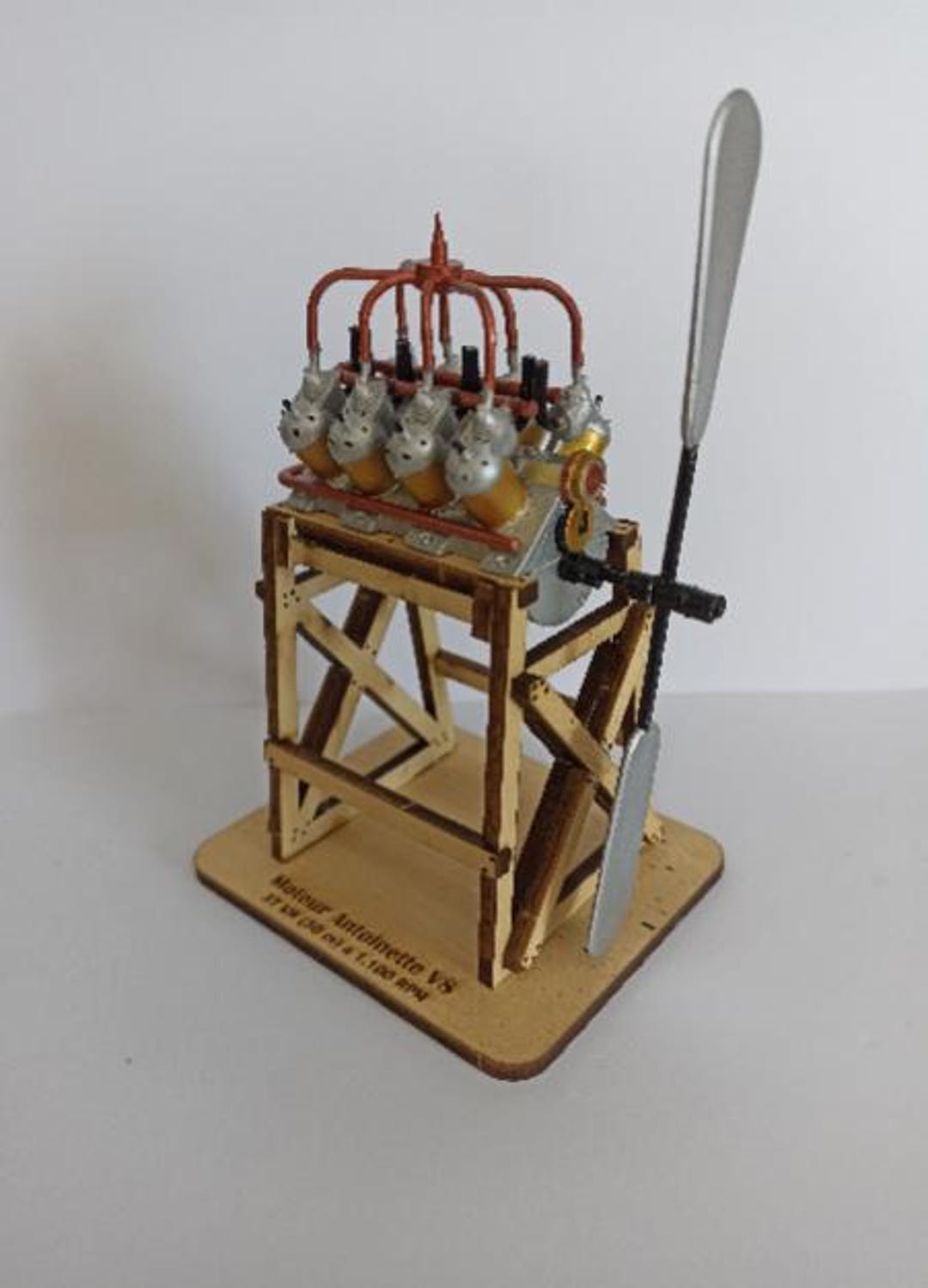 Santos Dumont 14 BIS Antoinette V-8 Engine - Metal and Wood Model Kit ...