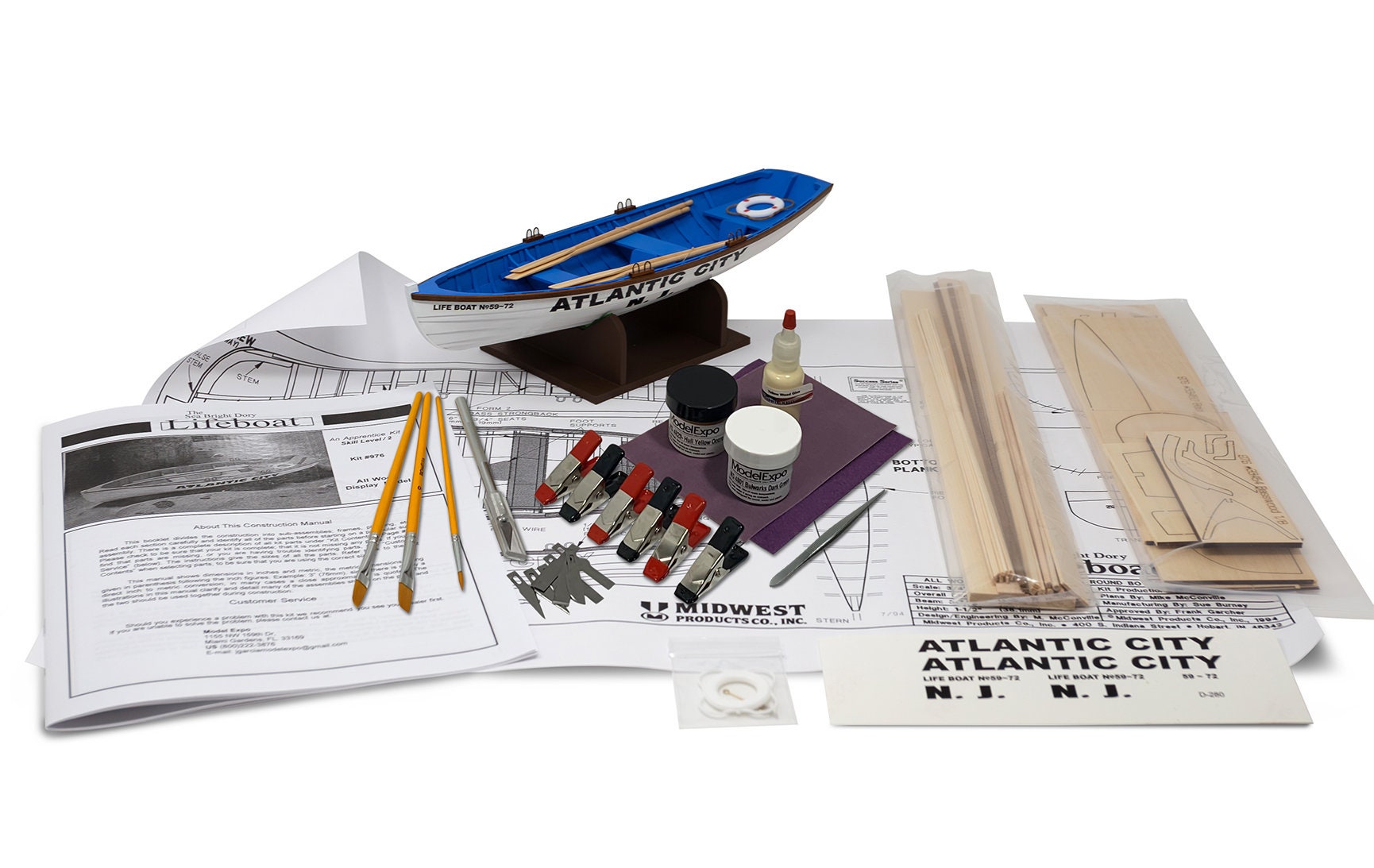 Sea Bright Dory Row Boat Wooden Apprentice Skill Level 2 Model Boat Kit ...