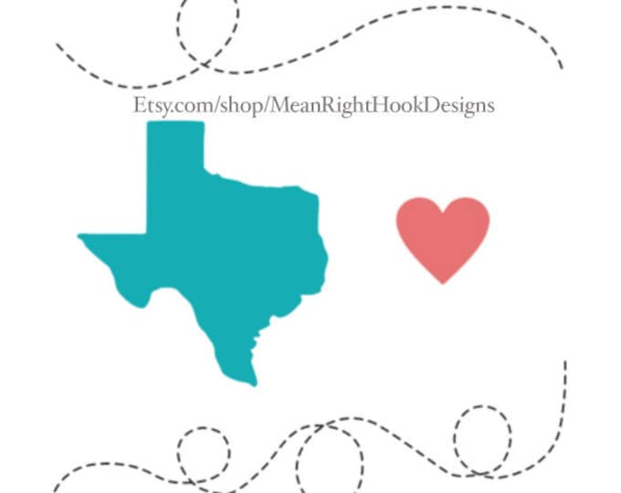 Texas SVG, Dotted Line Svg, Texas State Silhouette Svg, Heart Svg ...