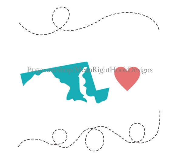 Maryland Svg Silhouette USA Svg Map Svg Heart Svg Dotted | Etsy