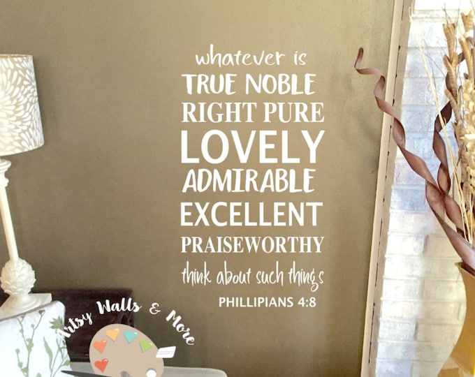 Philippians 4:8 True, Honest, Just, Pure, Lovely Youth Room, Wall Art ...