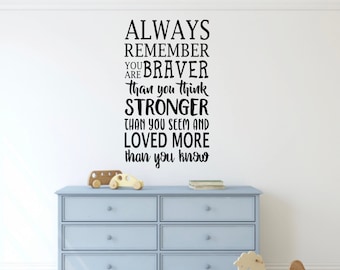 Winnie the Pooh Always Remember You Are Braver Stronger Smarter Loved ...
