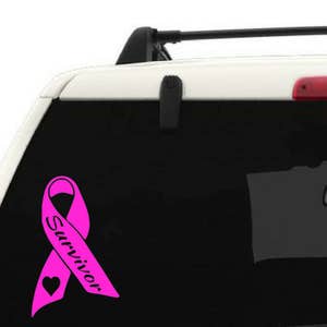 Pink Ribbon Car Window Vinyl Decal, Laptop/mac Decal, Pink Ribbon Yeti ...