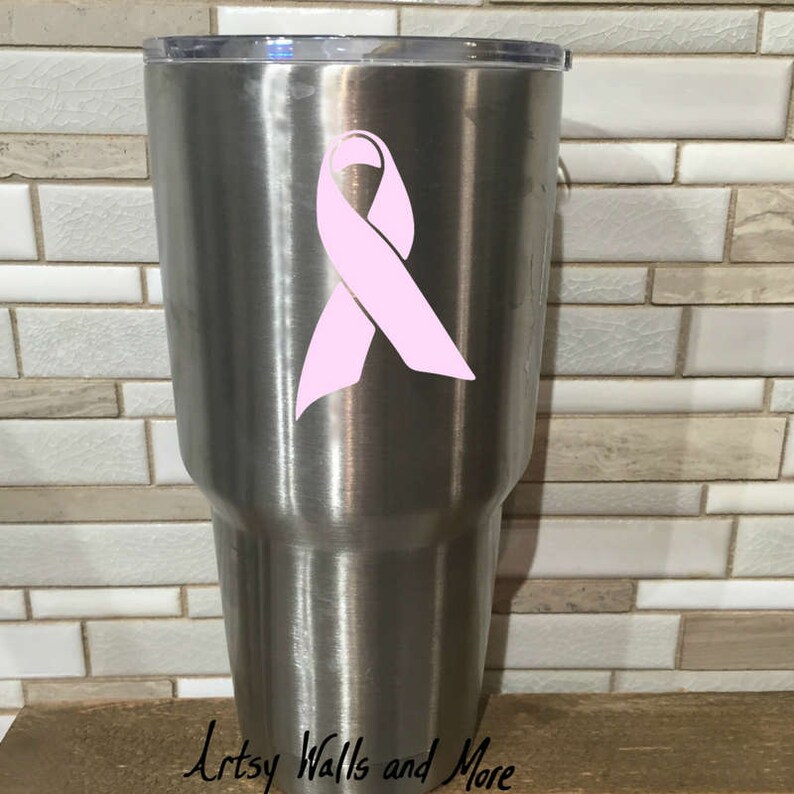 Pink Ribbon Yeti Vinyl Decal, Laptop/mac Decal, Pink Ribbon Car Decal ...