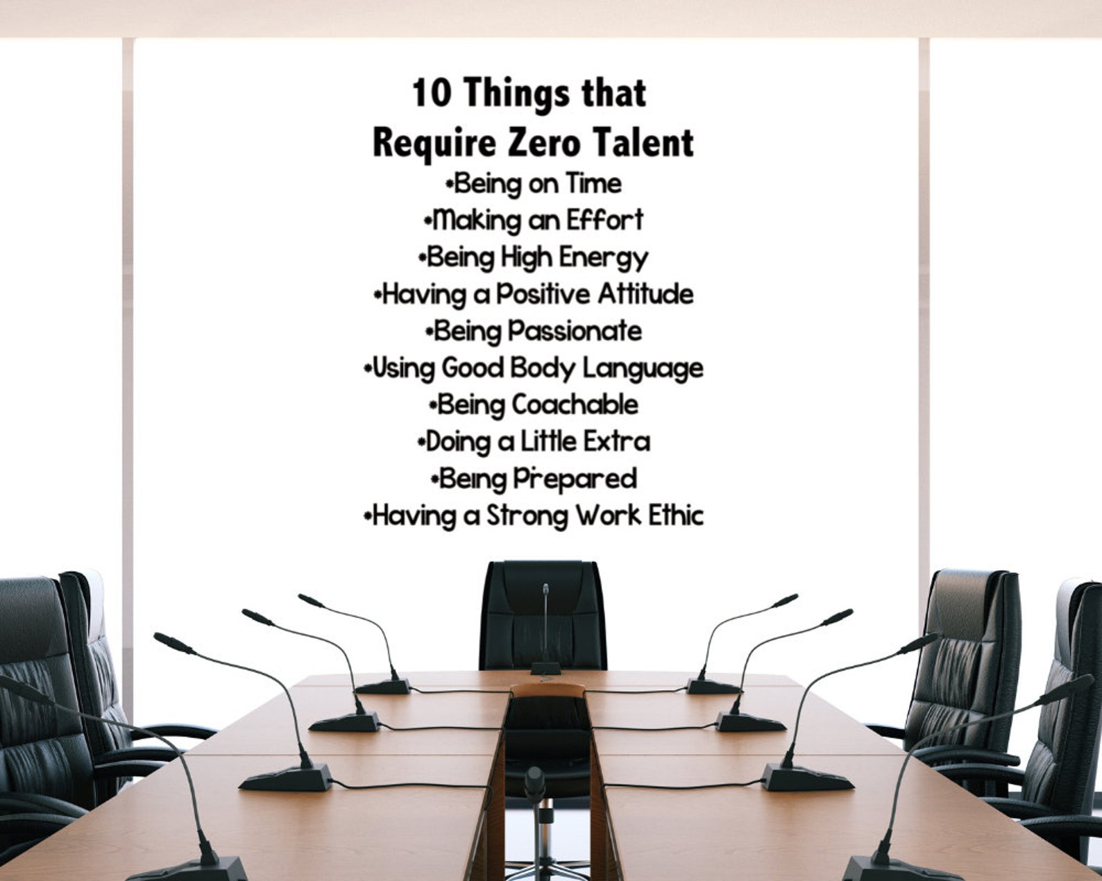 10 Things That Require Zero Talent Wall Decal, Motivational School ...