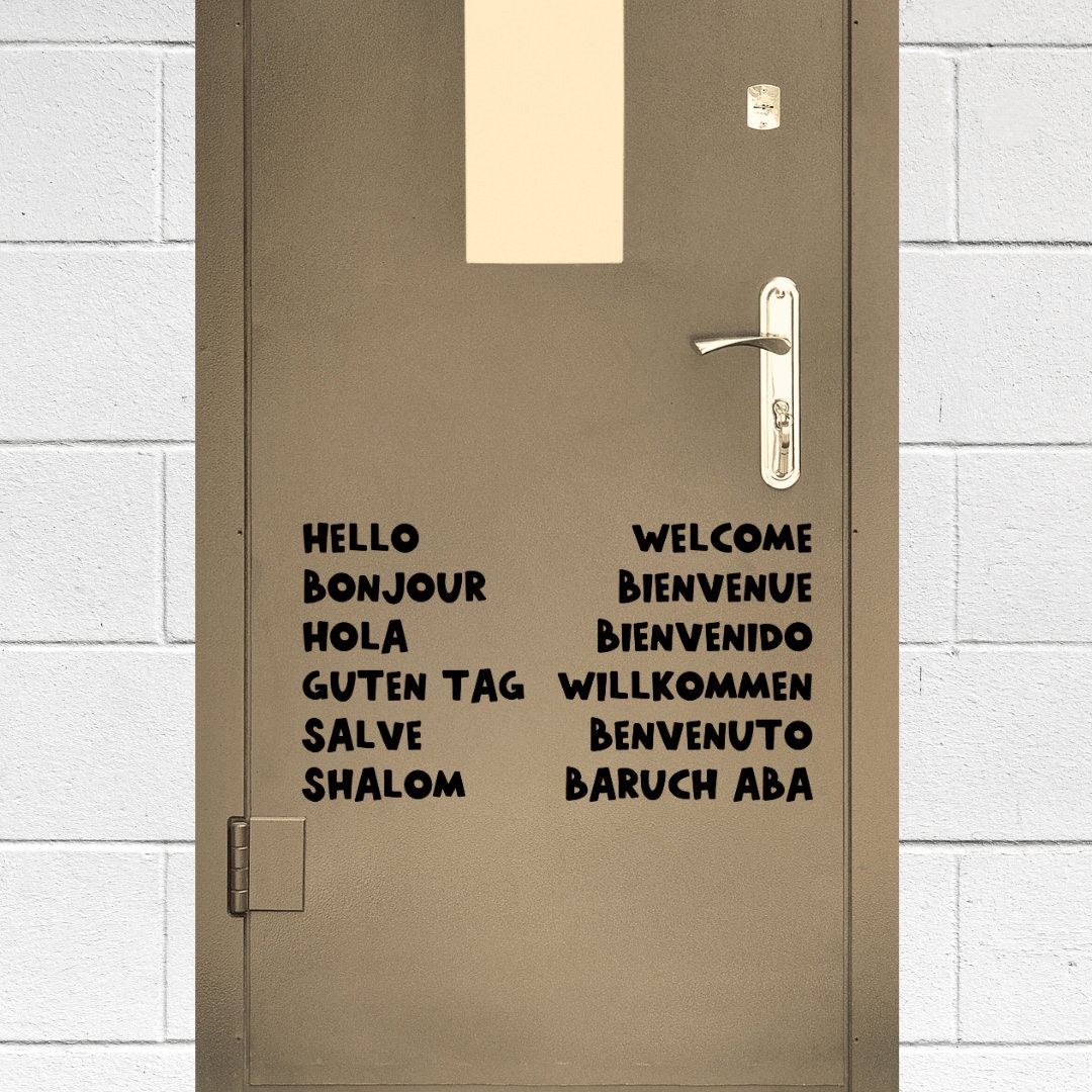 Multilingual Welcome Door Decal - Hello and Welcome in Multiple ...