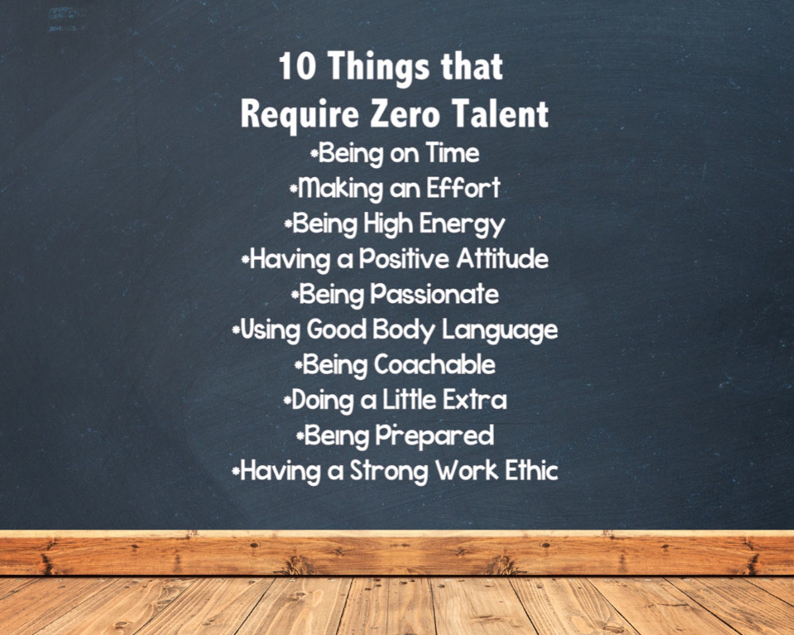 10 Things That Require Zero Talent Wall Decal, Motivational School ...