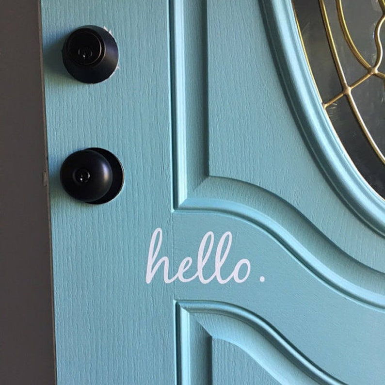 Hello Front Door Vinyl Decal Sticker, Welcome Front Door Vinyl Decal ...