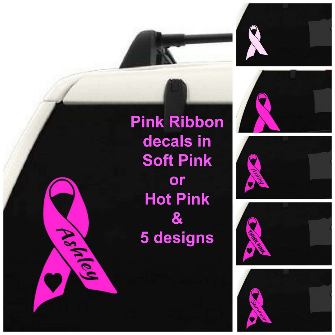 Pink Ribbon Car Window Vinyl Decal, Laptop/mac Decal, Pink Ribbon Yeti ...
