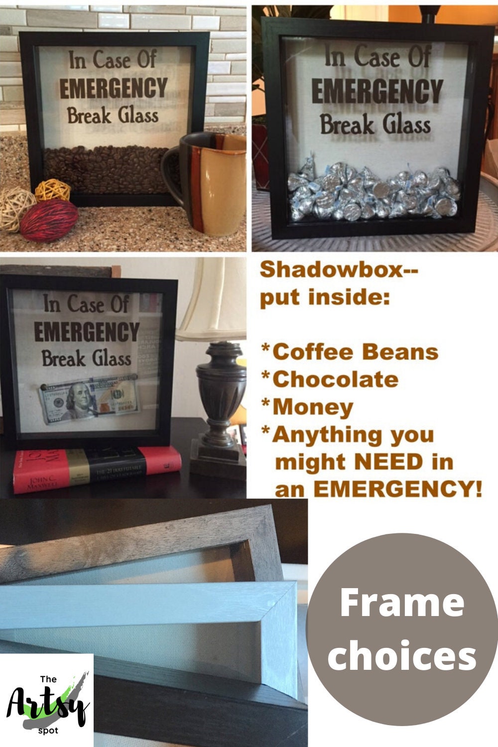 Shadow Box-in Case of Emergency Break Glass, Coffee Shadow Box, Coffee ...