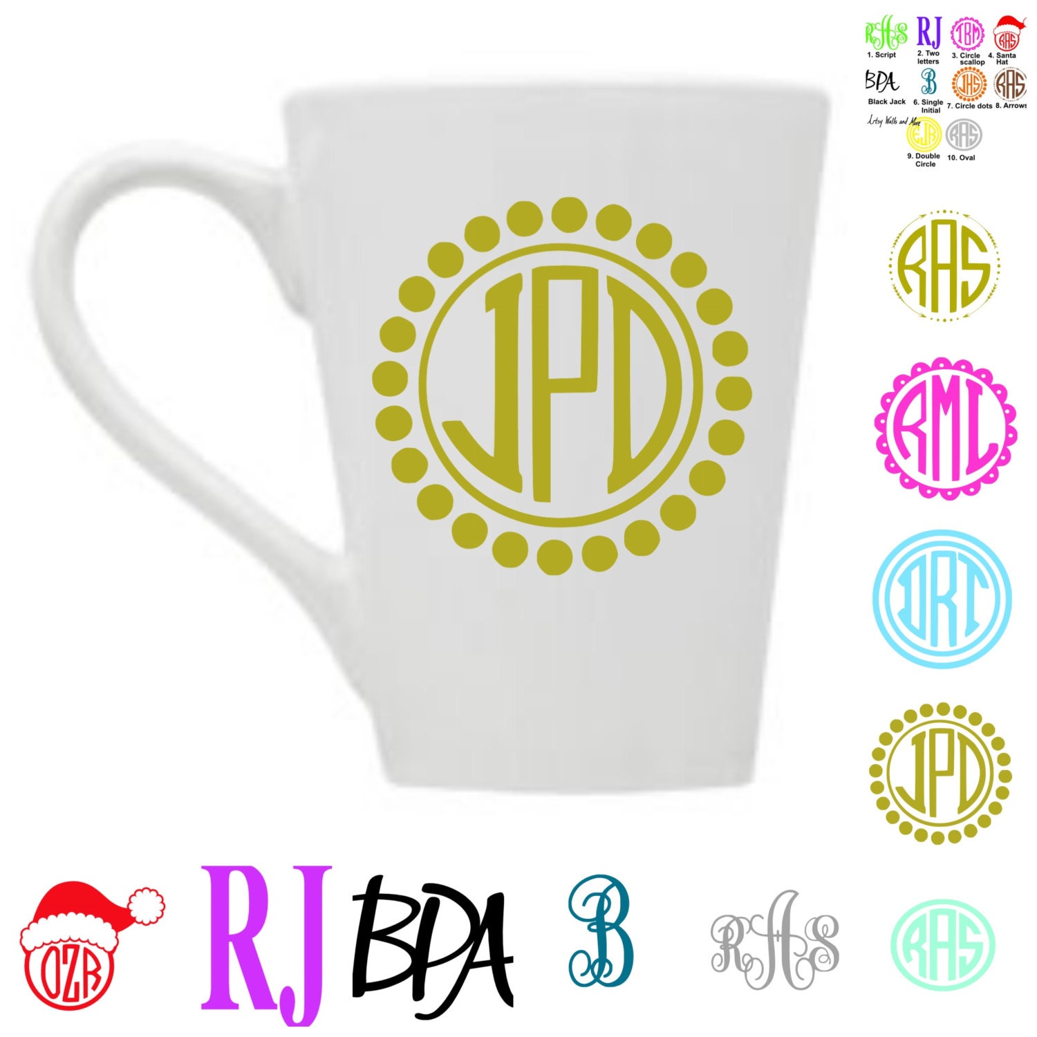 Vinyl DECAL ONLY for Coffee mug/Cup Monogram initial vinyl | Etsy