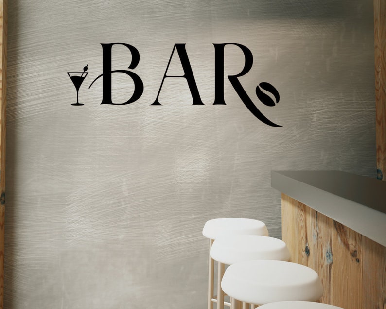Bar Decal Coffee Bar Decal Bar With Cocktail and Coffee Bean - Etsy