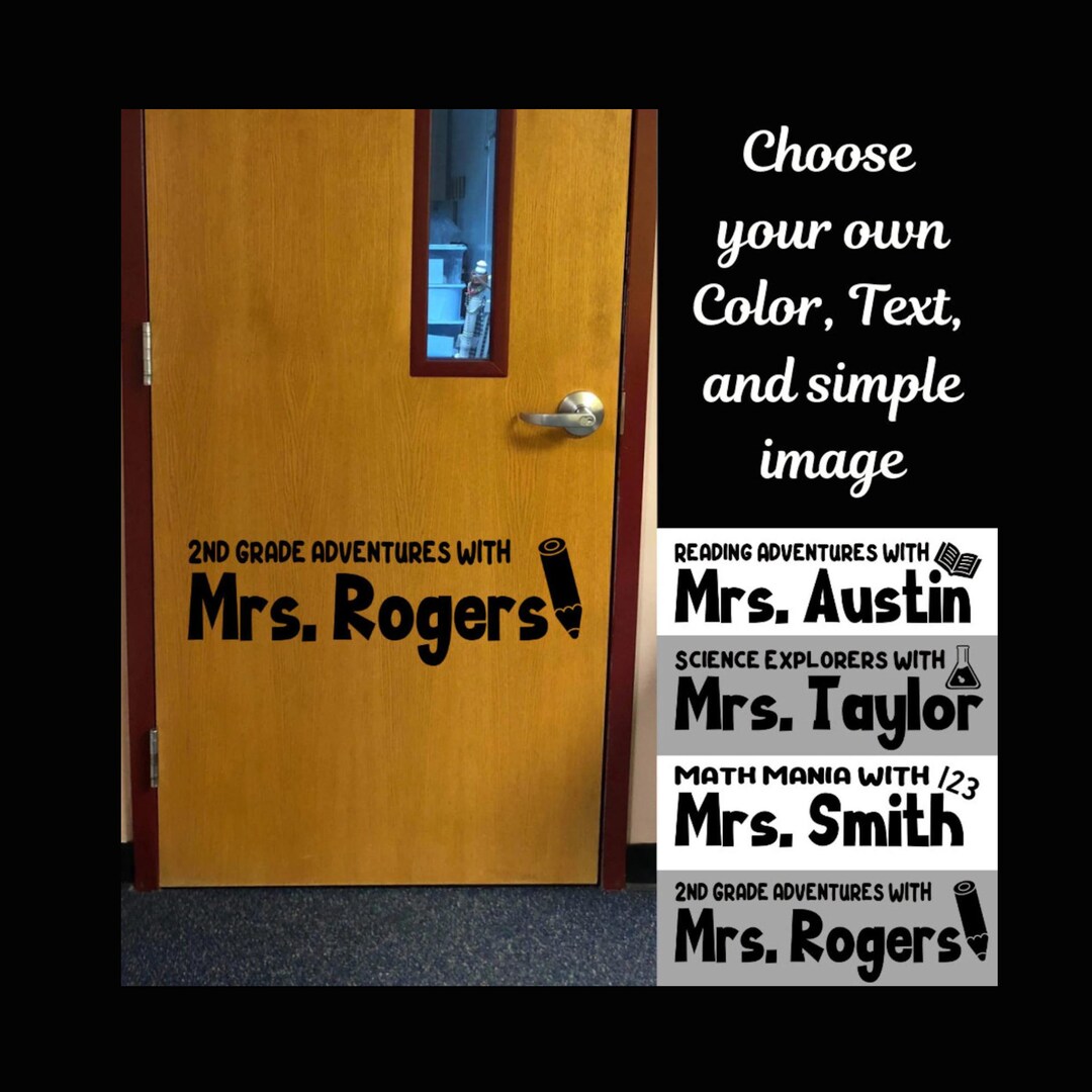 Teacher Name and Grade or Subject Decal, Personalized Classroom Door ...