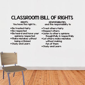 Classroom Bill of Rights, Classroom Rules Decal, Rights and ...