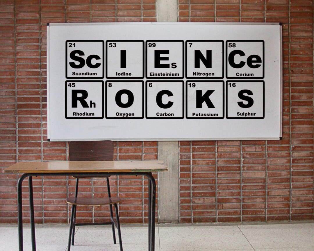 Science Rocks Decal With Periodic Table of Elements, Science Wall Decal ...