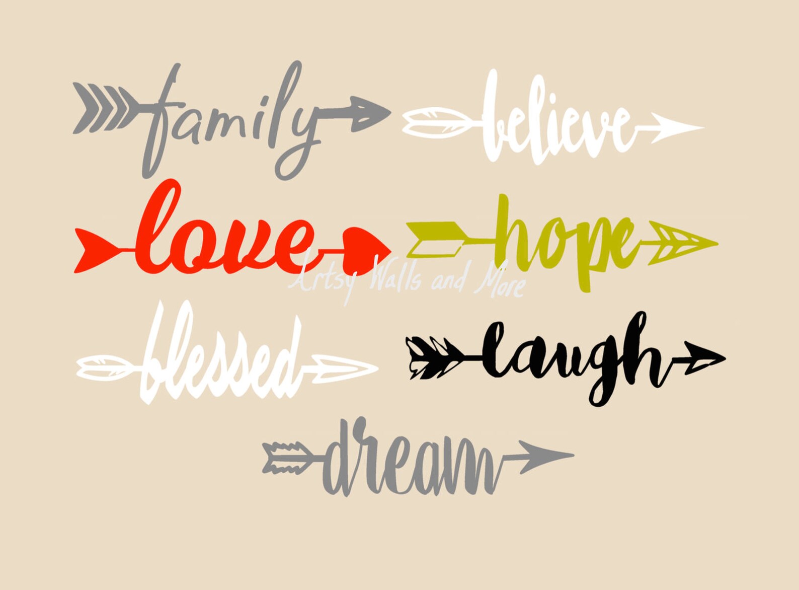 Arrow wall decals Arrows with words wall decals Dream Arrow | Etsy