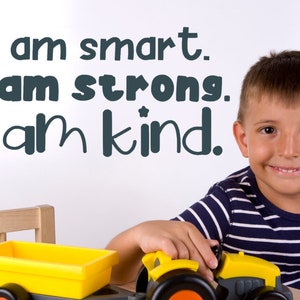 I Am Smart, I Am Strong, I Am Kind Decal, Positive Affirmations ...