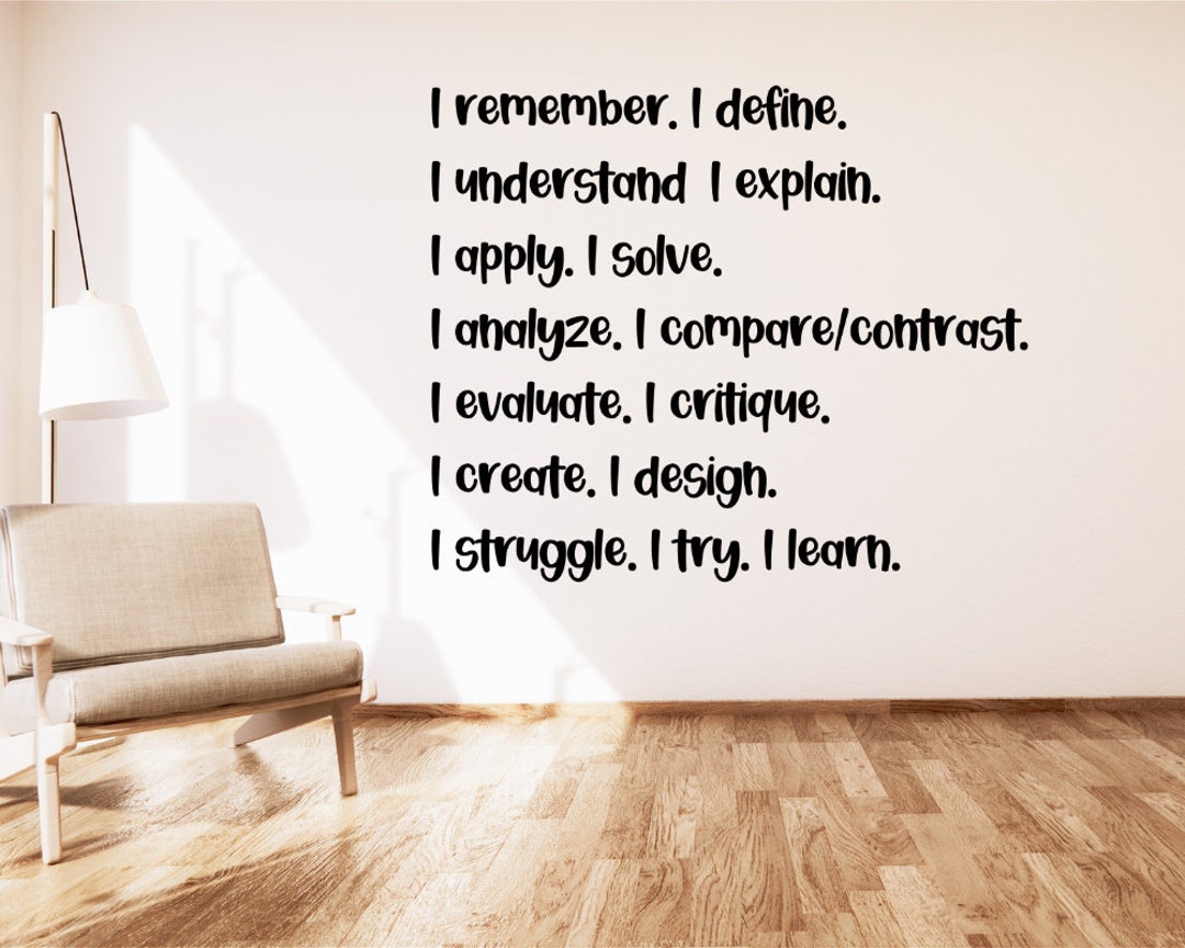 Bloom's Taxonomy Decal, Cognitive, Objectives for Learning, School ...