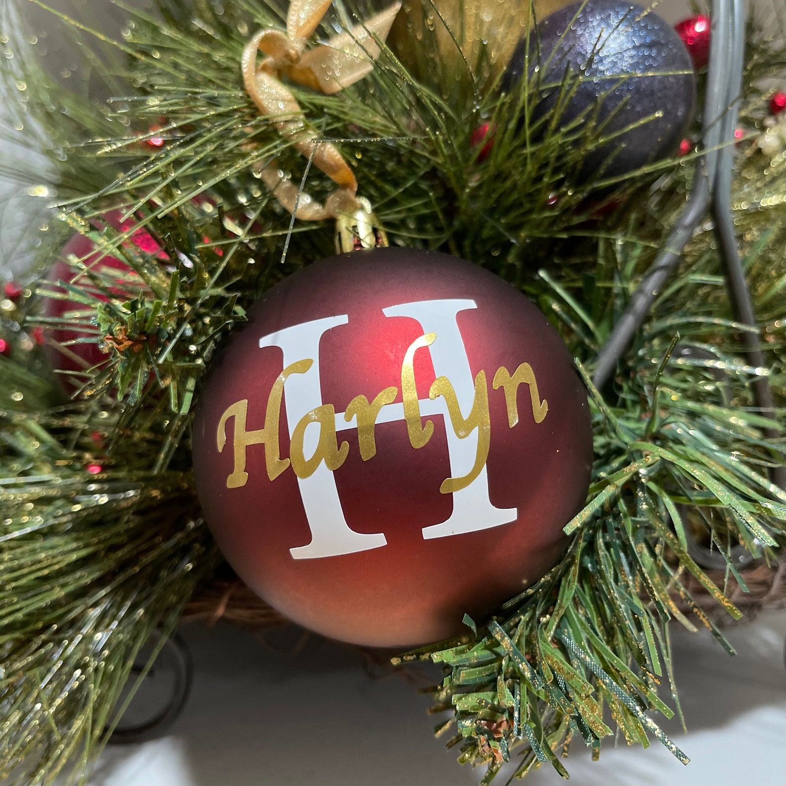 Personalized Monogram Christmas Ornament, Ball Ornament, Monogram ...