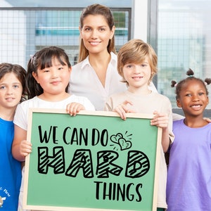 We Can Do Hard Things Classroom Door Decal, School Classroom Library ...