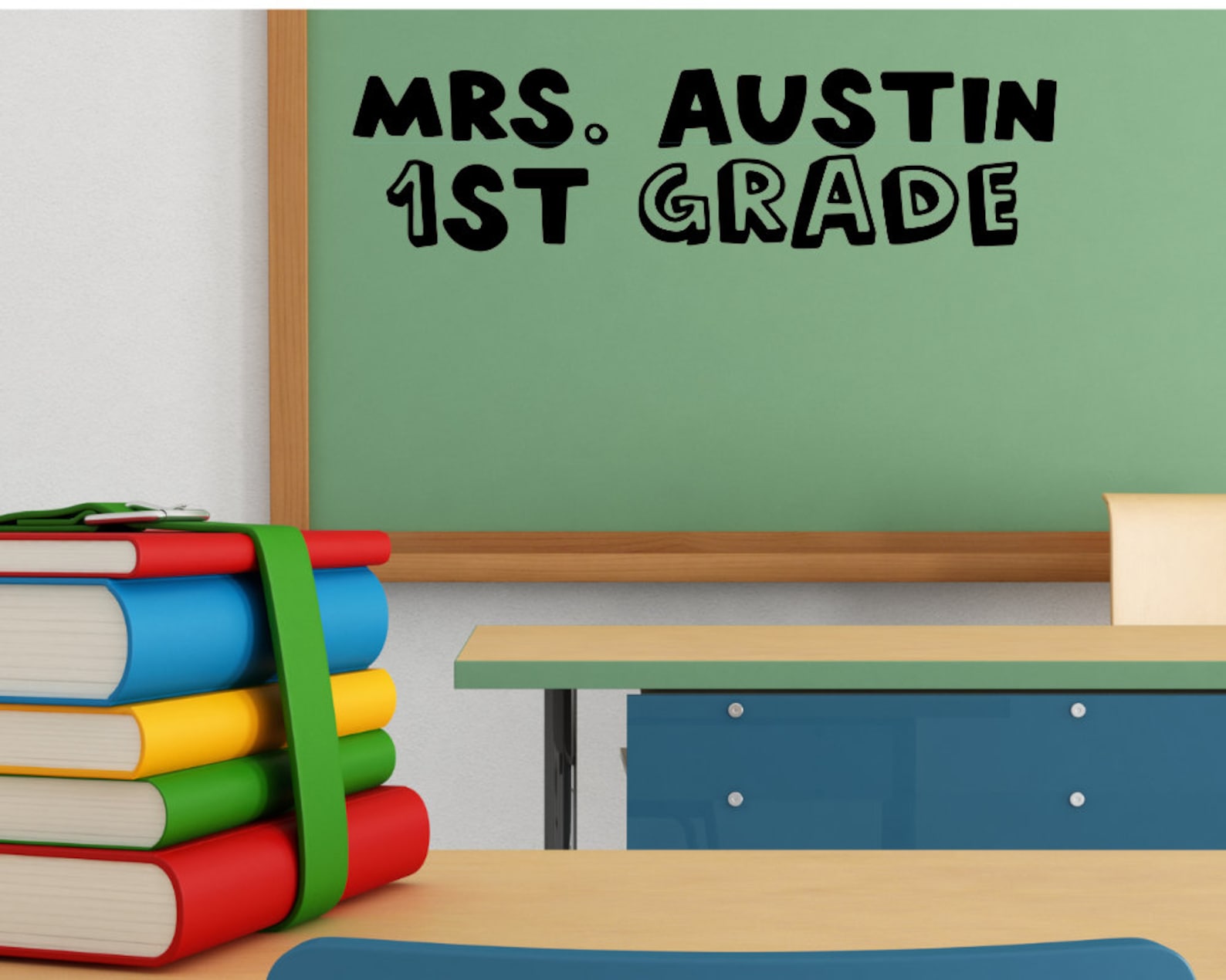 Teacher Name and Grade Decal, Classroom Door Decal With Teacher Name ...
