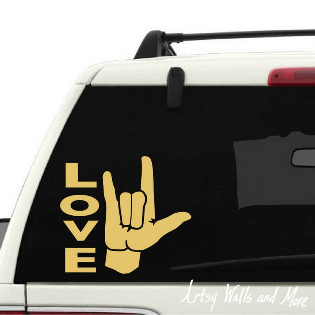 ASL Sign Language I Love You Sign Car Window Decal, Also for Yeti Cup ...
