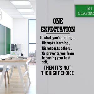ONE EXPECTATION Classroom Decal | School Wall Vinyl | One Classroom ...