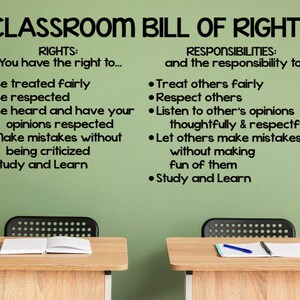 Classroom Bill of Rights, Classroom Rules Decal, Rights and ...