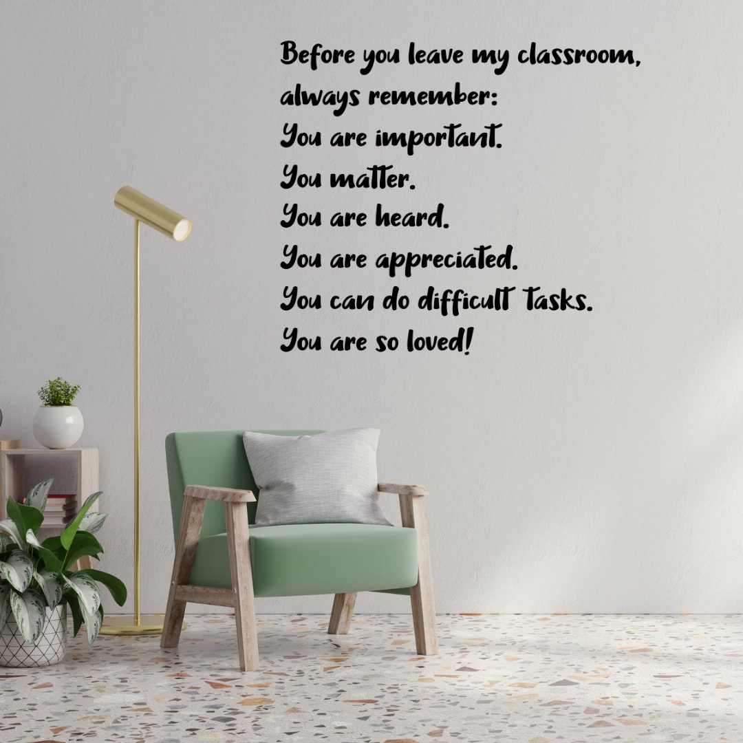Inspirational Classroom Wall Decal You Are Important, You Matter, You ...