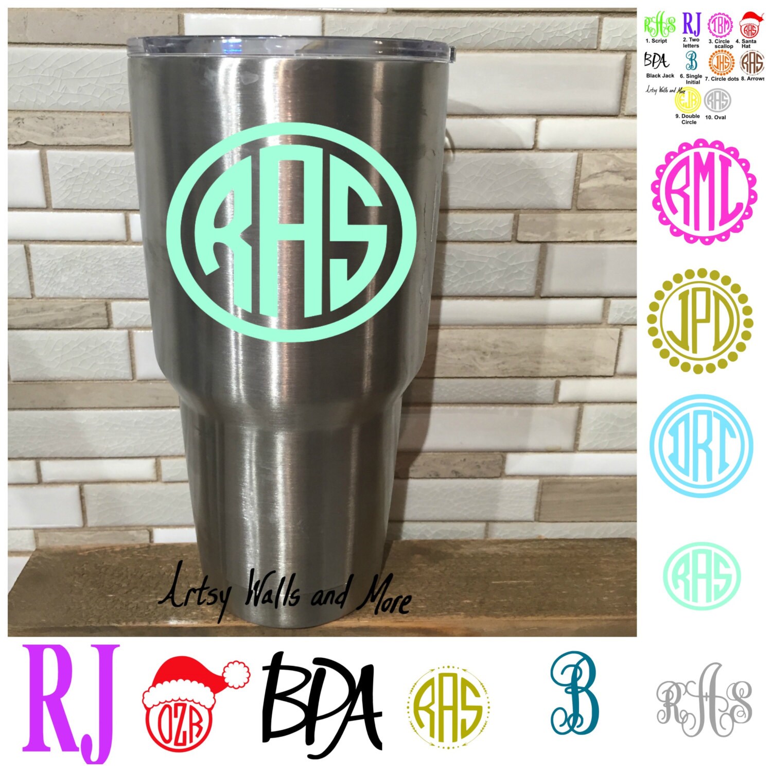 Yeti Cup Monogram vinyl decal laptop/ Mac decal Yeti decal | Etsy