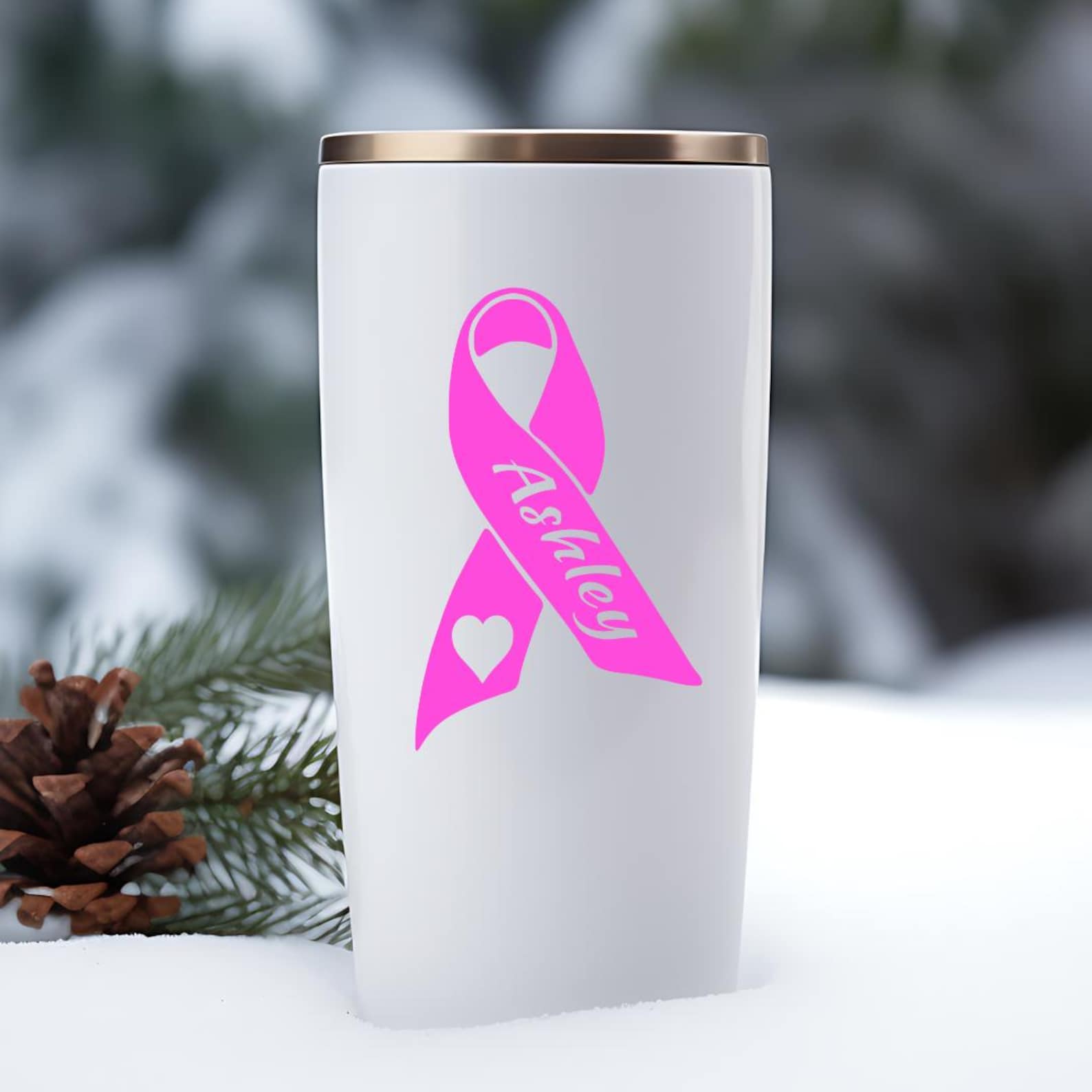 Pink Ribbon Yeti Vinyl Decal, Laptop/mac Decal, Pink Ribbon Car Decal ...