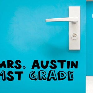 Teacher Name and Grade Decal, Classroom Door Decal With Teacher Name ...