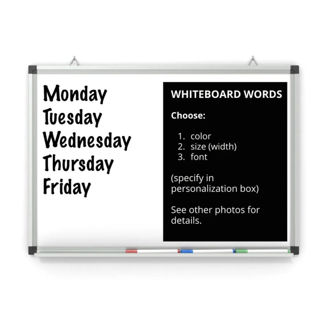 Days of the Week Decal | Whiteboard Words Decal | Custom Whiteboard ...